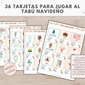 36 Tarjetas Juego Tabu Navidad, Imprimible, Fiestas, Familia, Expresión ...