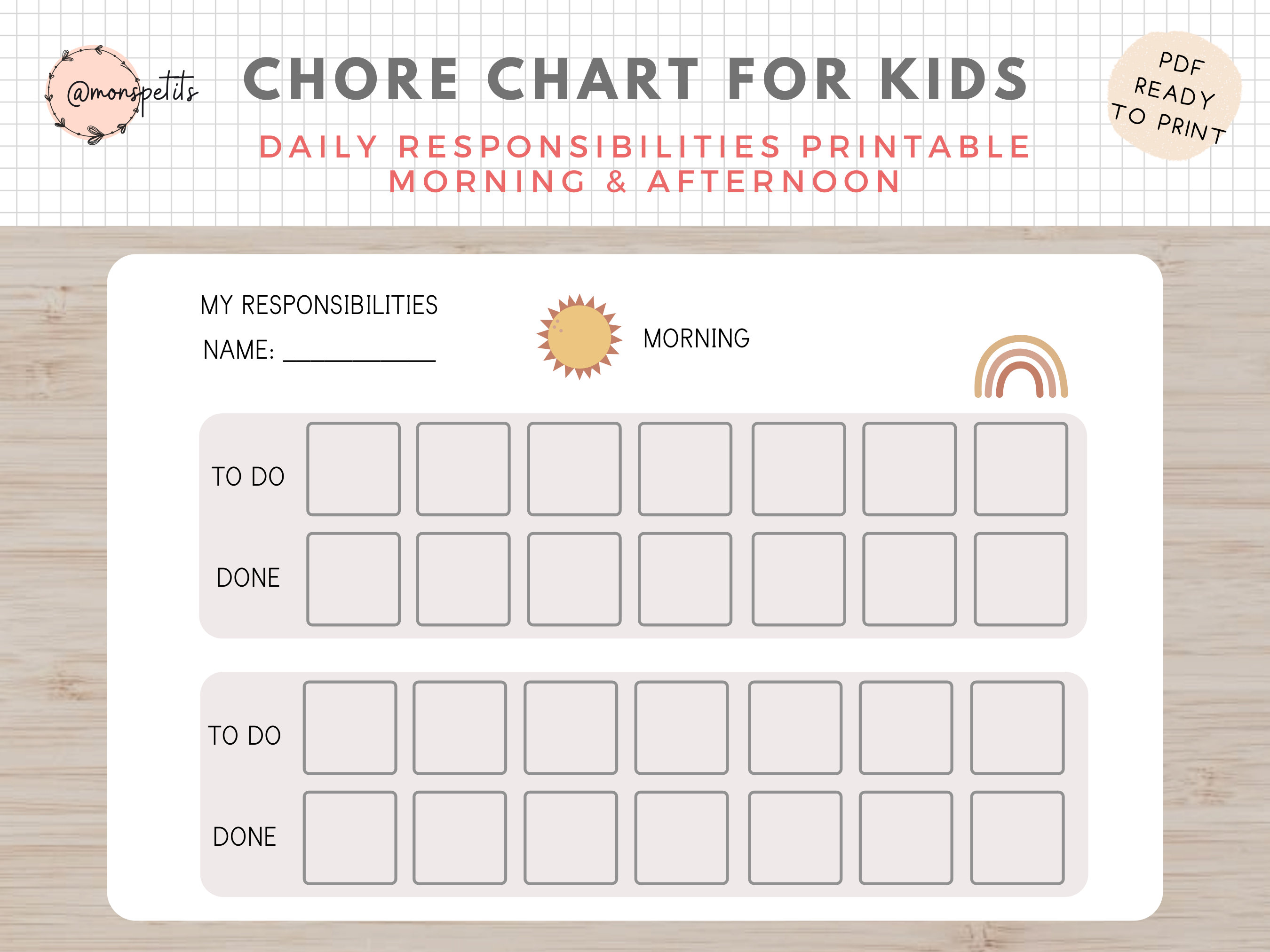 Kids Responsibilities Chart - Daily Routine Printable - Children Chores ...