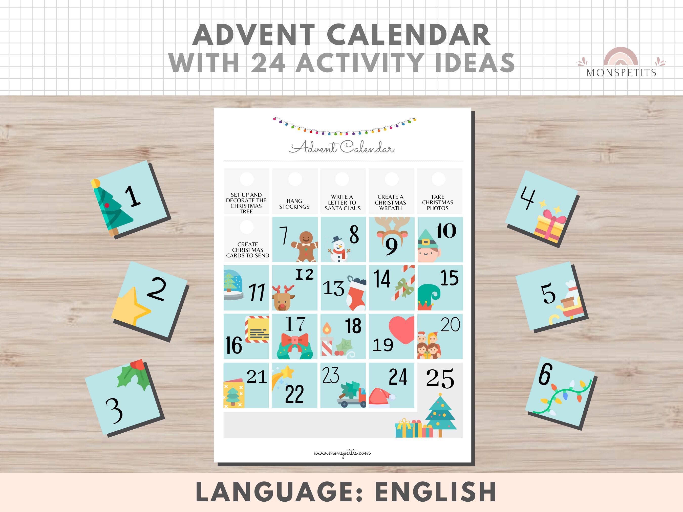 Printable Advent Calendar, Template With 24 Activity Ideas, Christmas ...