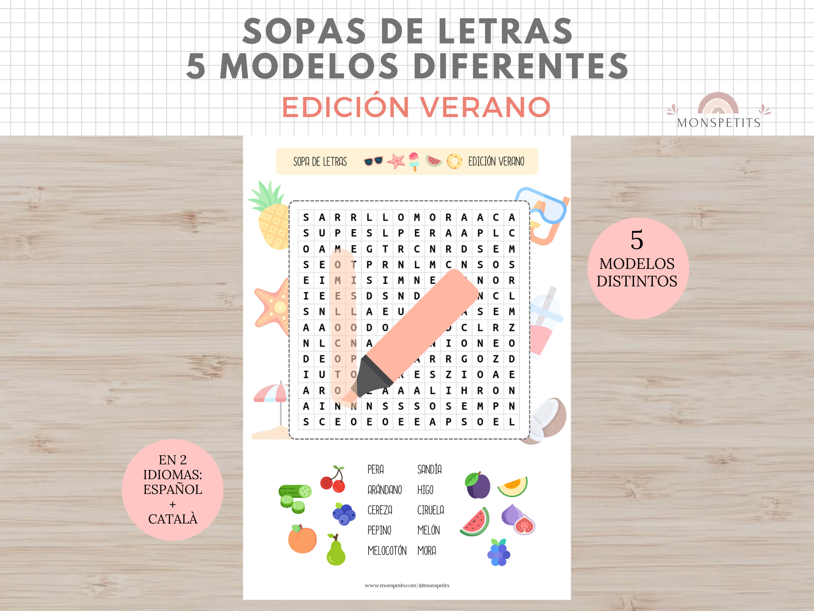 Juego Sopa de Letras, Vocabulario, Verano, Niños, Imprimible, Español ...