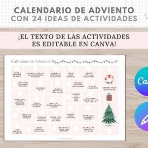 Calendario Adviento Imprimible Horizontal, Plantilla Con 24 Ideas De ...