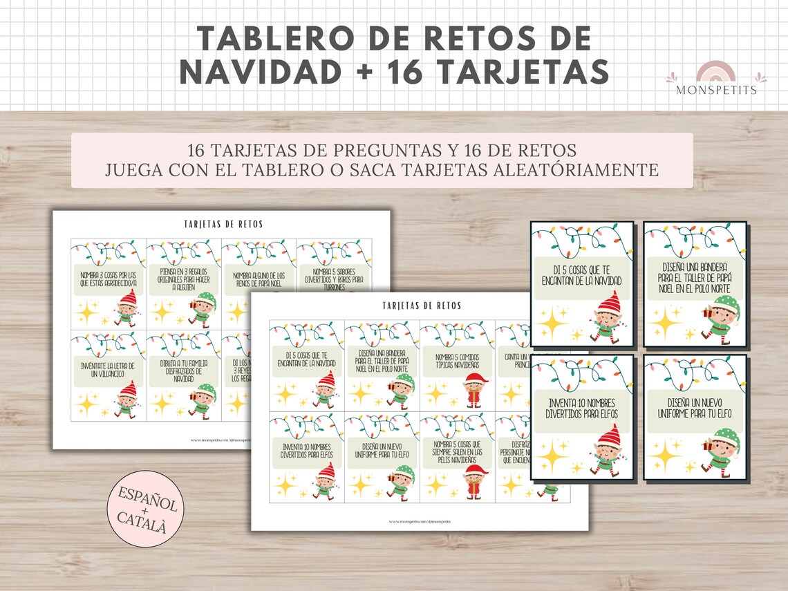 Tablero Retos Navideños, Tarjetas De Preguntas Y Retos De Navidad ...