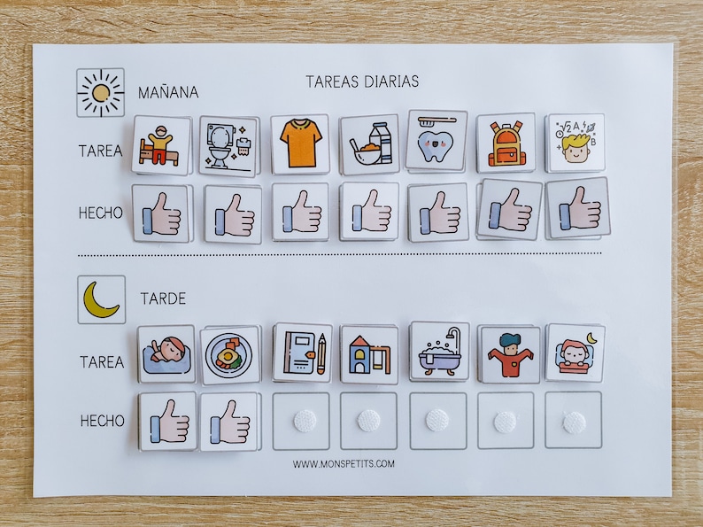 Plantilla de Tareas Diarias Español Hábitos y rutinas para Niños ...