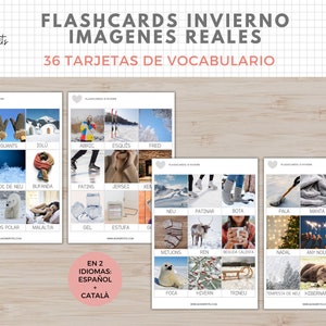 36 Flashcards Vocabulario Invierno, Imágenes Reales, Imprimible Niños ...