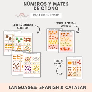 Materiales Números Mates Otoño, Tarjetas Aprendizaje, Recurso Educativo ...