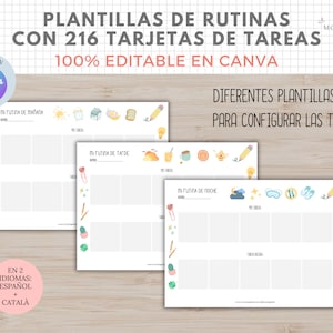 Plantillas de Rutinas con 216 tarjetas de tareas para niños, EDITABLE ...