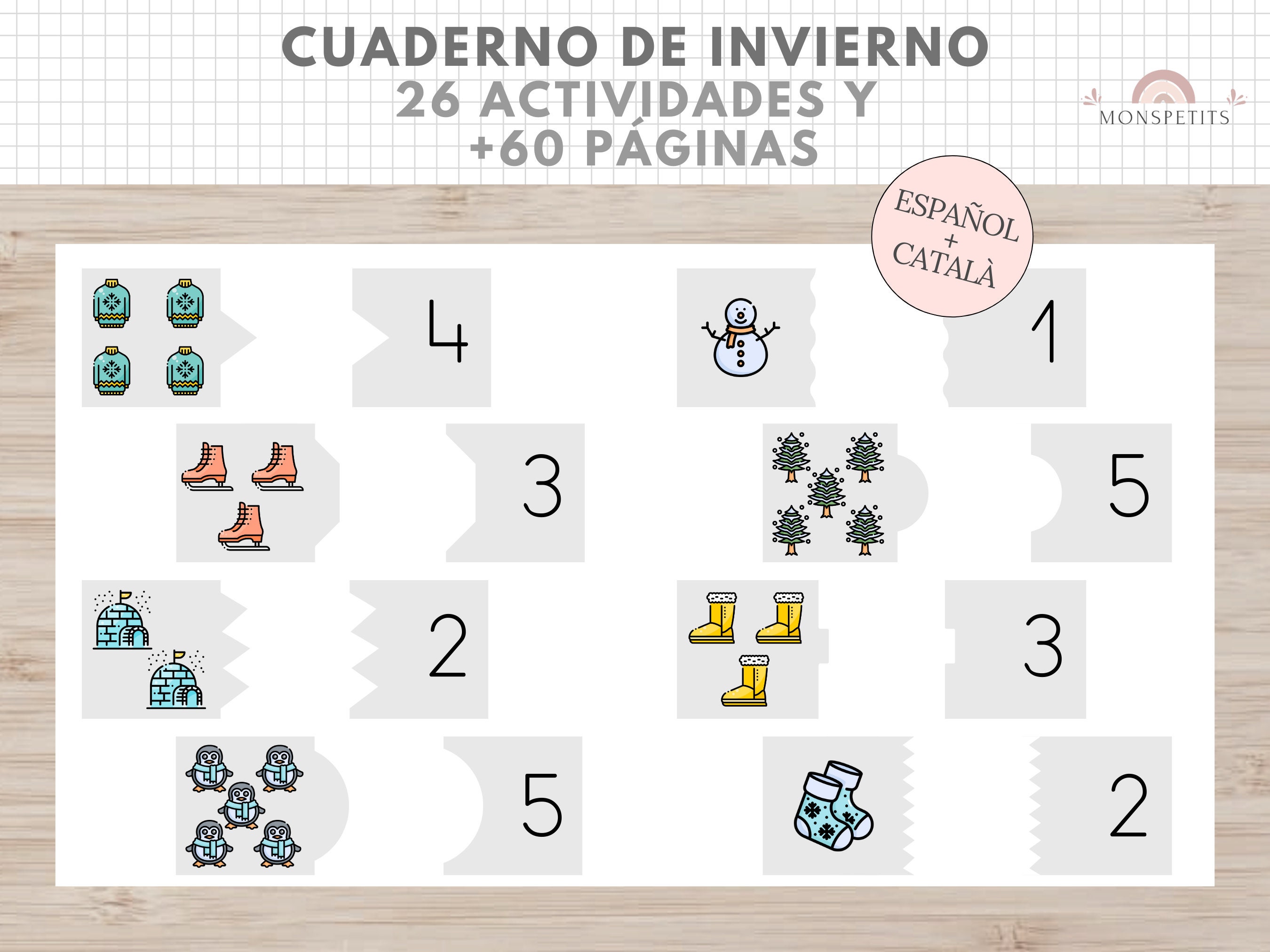 Cuaderno Actividades Invierno 60 Págs Aprendizaje Niños - Etsy