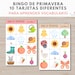 Bingo Temática Primavera, Juego, Vocabulario Niños, Imprimible, Español ...
