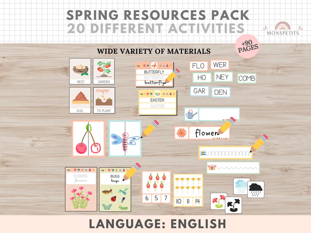 Mega Pack Spring Materials: 20 Activities, 90+ Pages, Literacy, Numbers ...