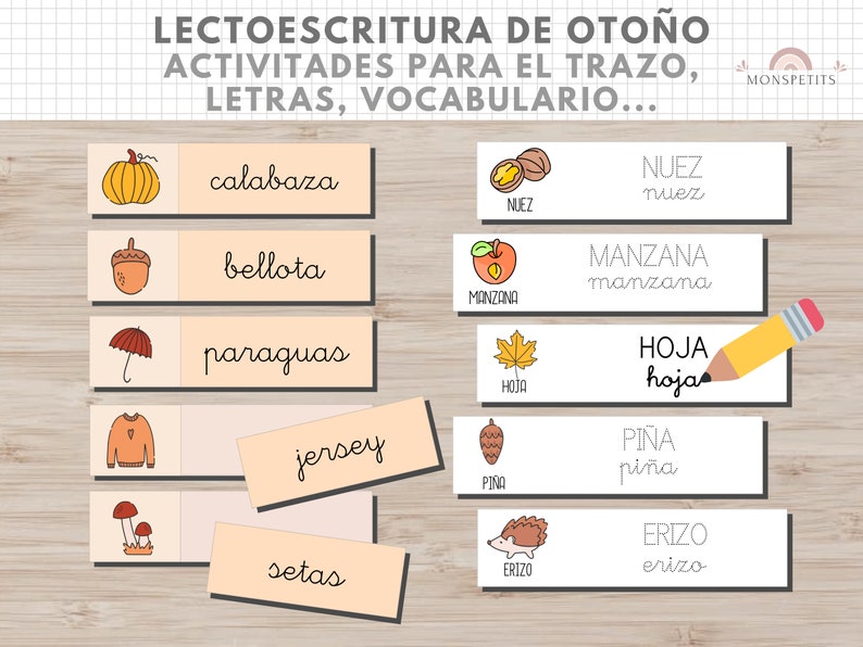 Actividades Lectoescritura Otoño, Leer, Escribir, Imprimible Educativo ...