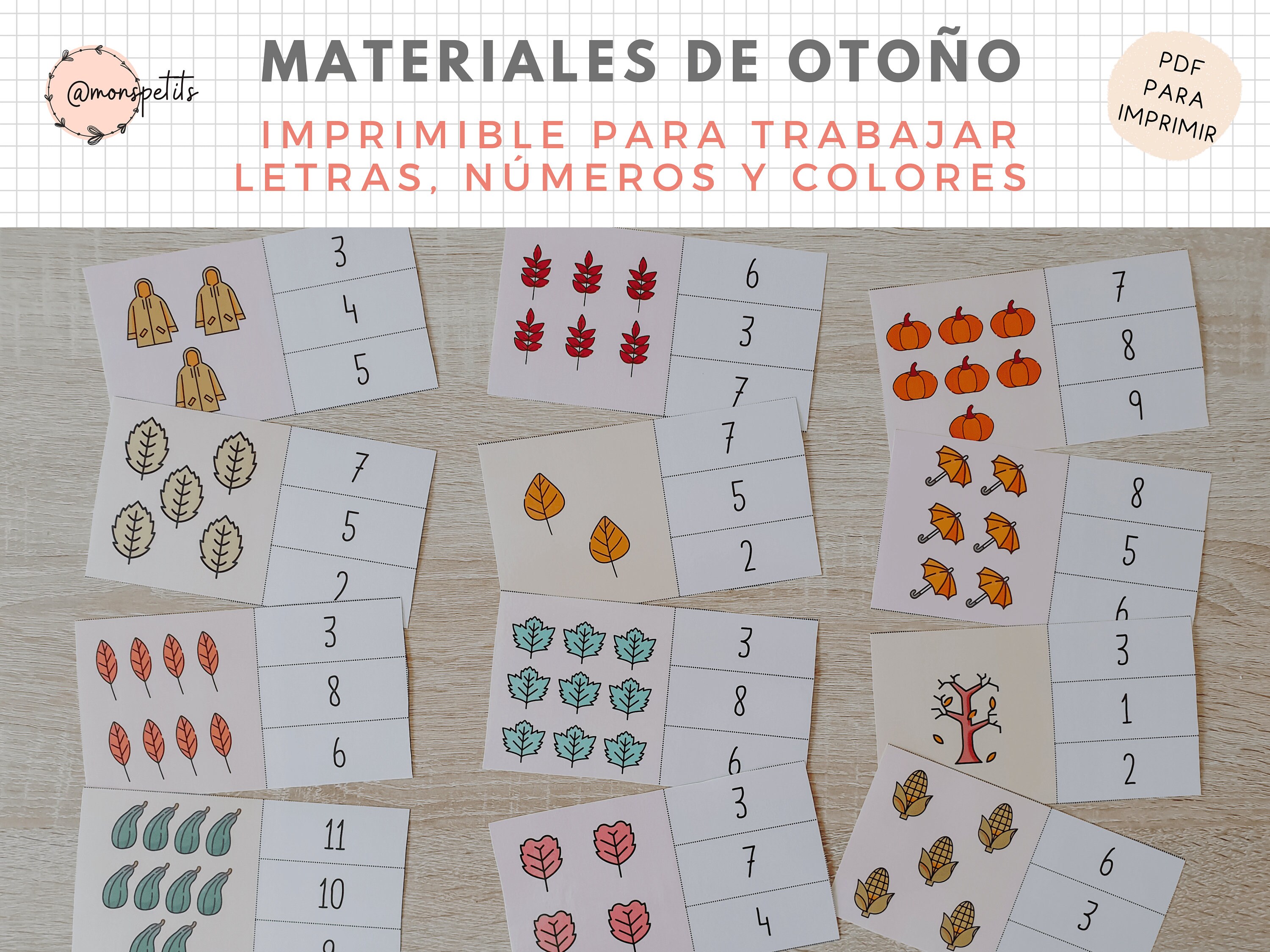 Materiales Otoño Con Actividades De Números Vocabulario - Etsy