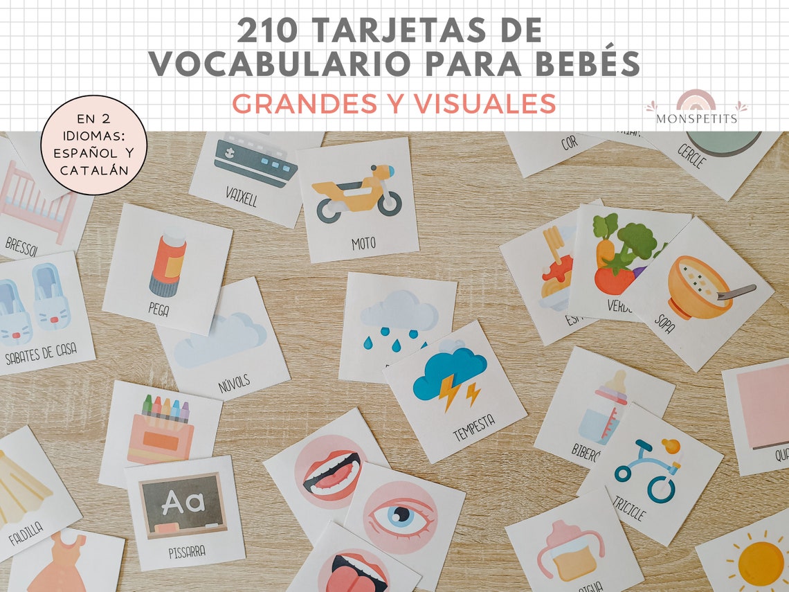210 Flashcards Vocabulario para Bebes y Niños, Imprimible, Español ...