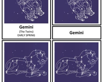 Constellations HARD COPY 3-part Cards Set of 12 Zodiac - Etsy