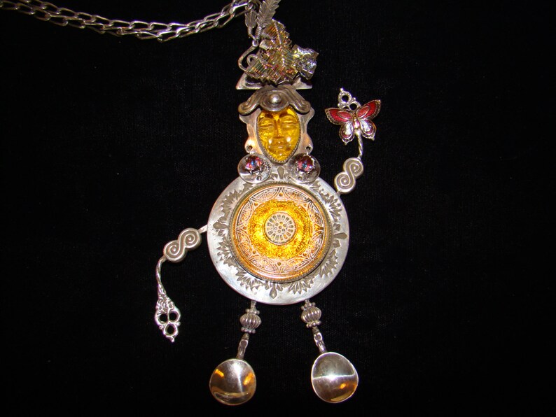Ketting Sterling Zilveren Citrien Maya Zonnegodin Amulet OOAK - Etsy ...