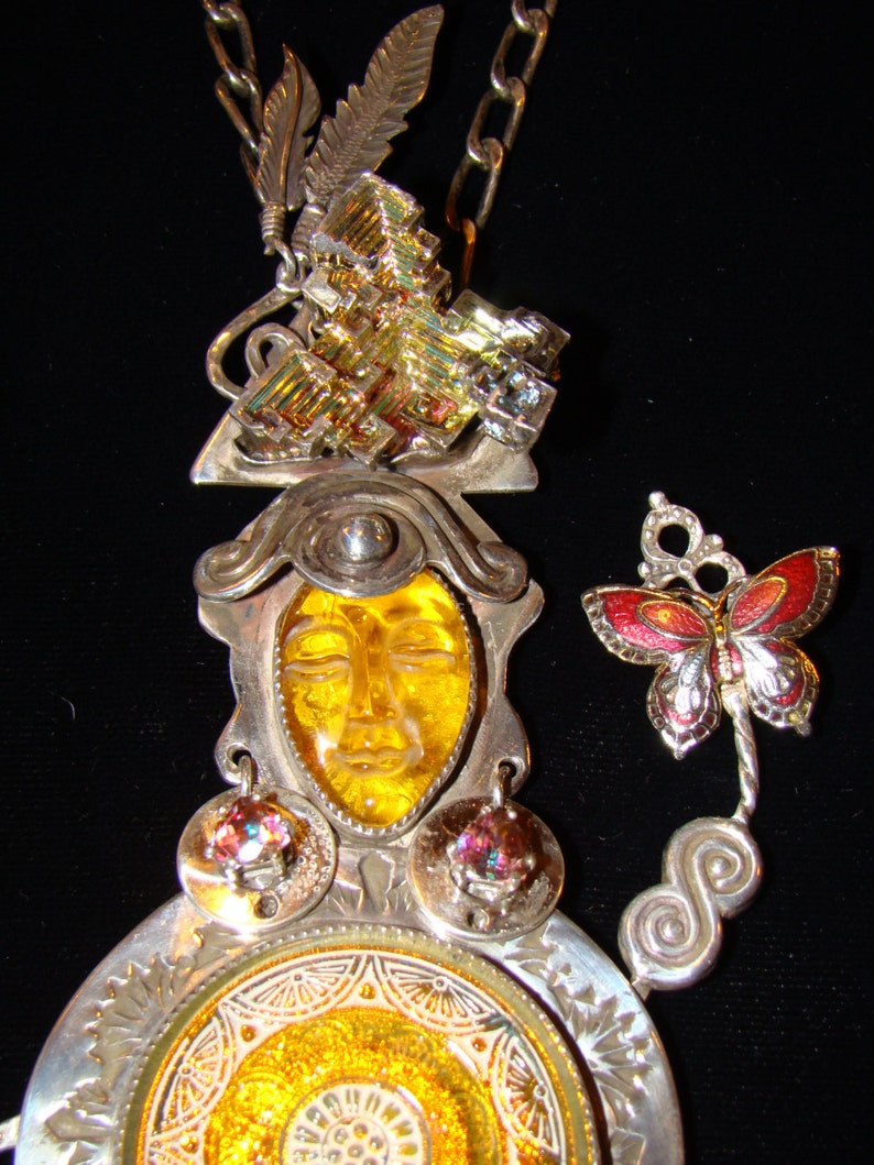Ketting Sterling Zilveren Citrien Maya Zonnegodin Amulet OOAK - Etsy ...