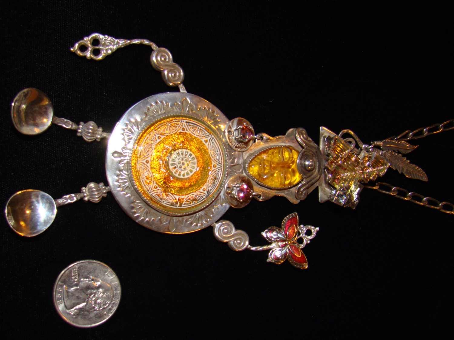 Ketting Sterling Zilveren Citrien Maya Zonnegodin Amulet OOAK - Etsy ...