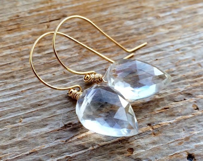 Rock Crystal Gemstone Inverted Pear-shaped Briolette Dangel - Etsy