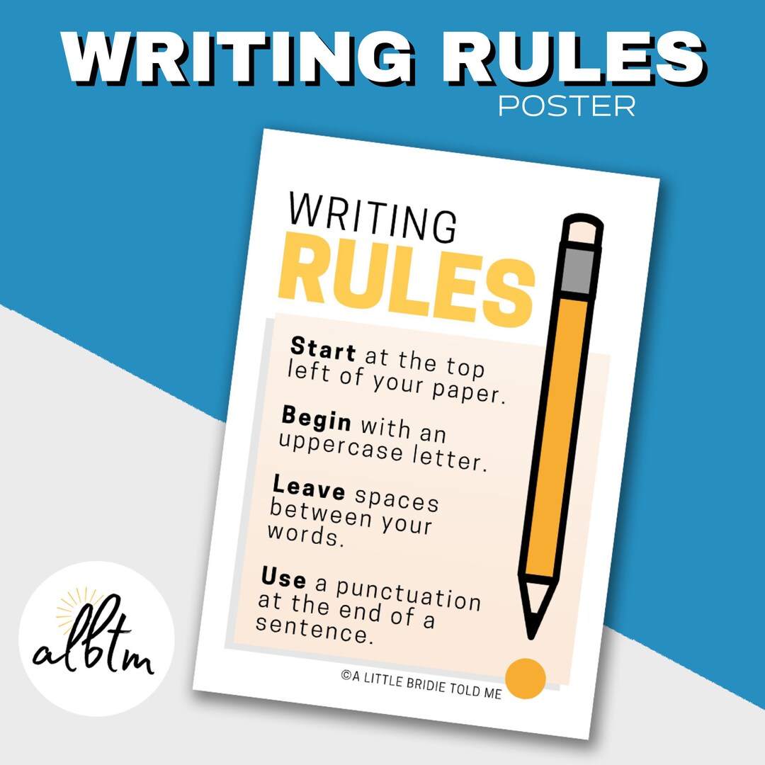 Writing Rules Poster - Printable - Etsy UK