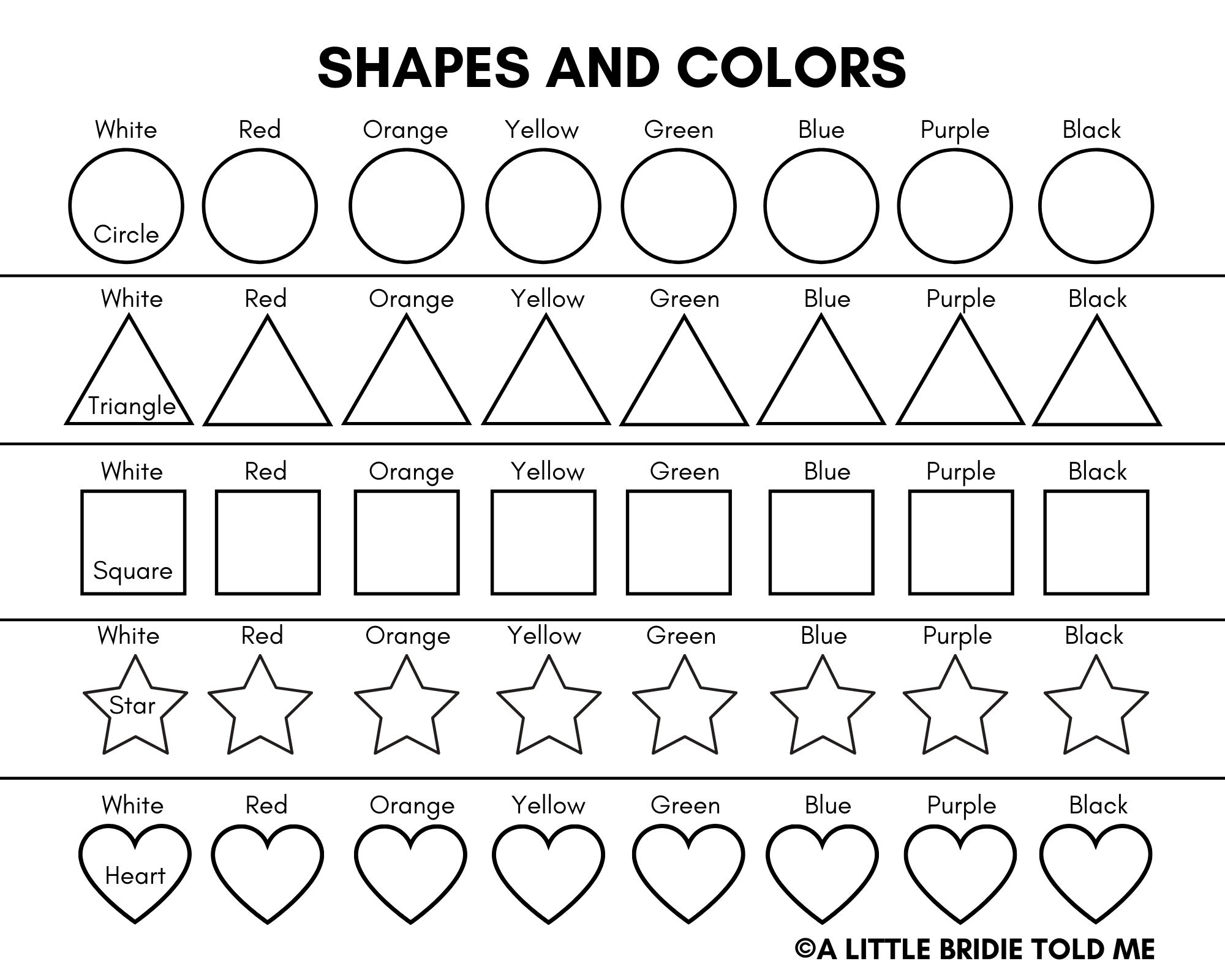 Shapes and Colors Progression Coloring Sheet | Etsy