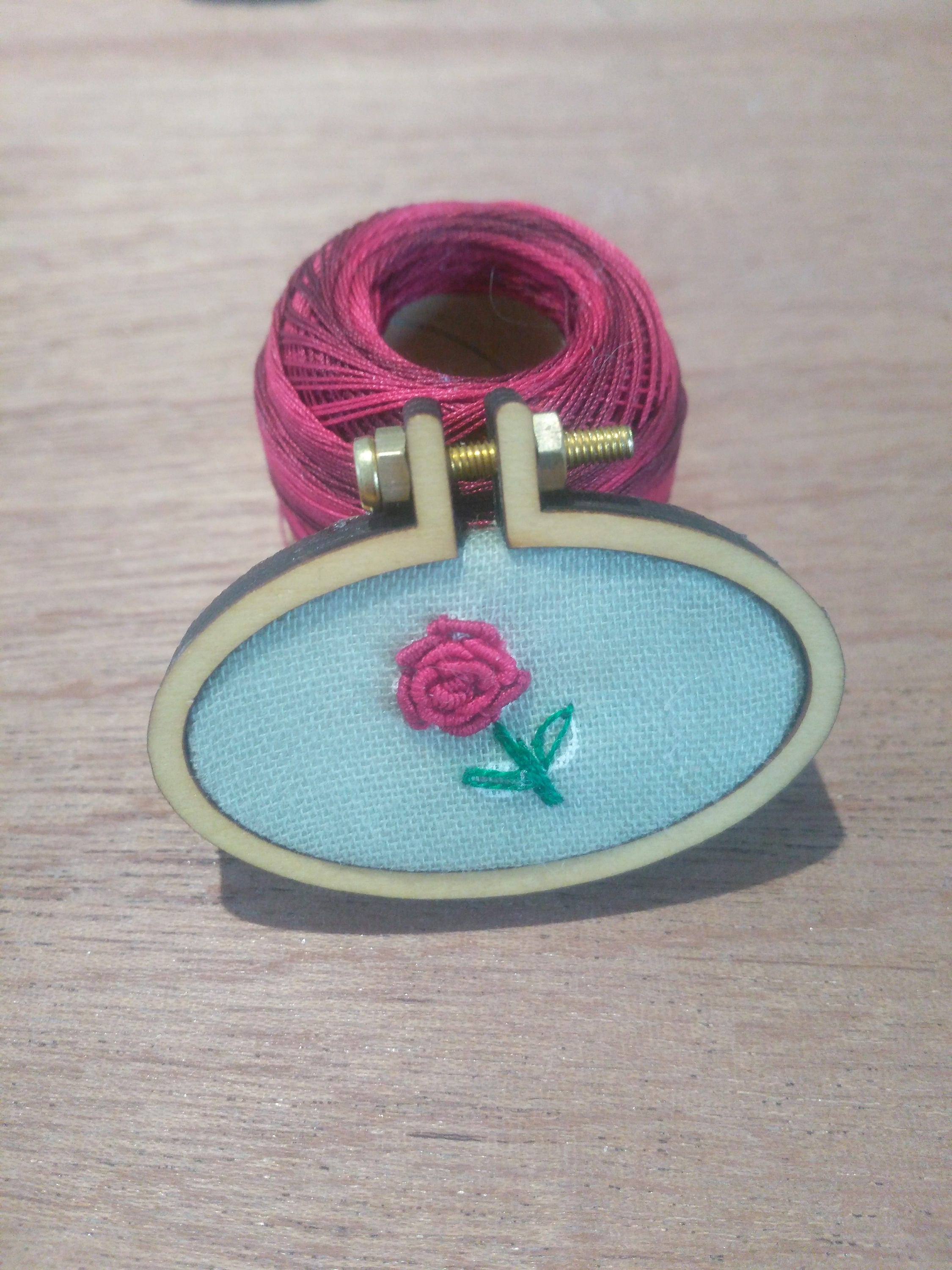 Hand Embroidered Flower Brooch in a Mini Embroidery Hoop With Bullion ...