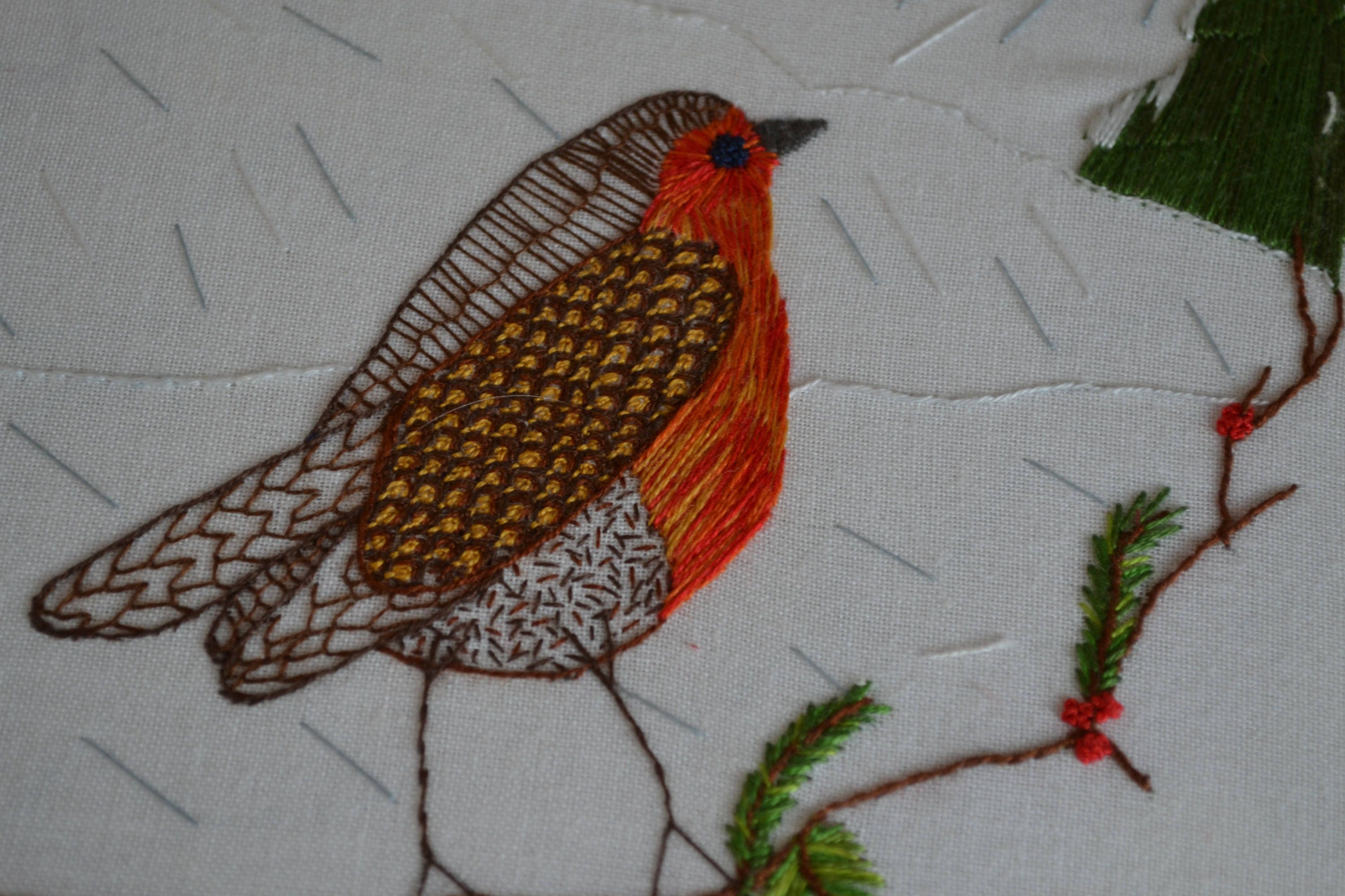 Christmas Robin Wreath Hand Stitched Embroidery Hoop Art - Etsy UK