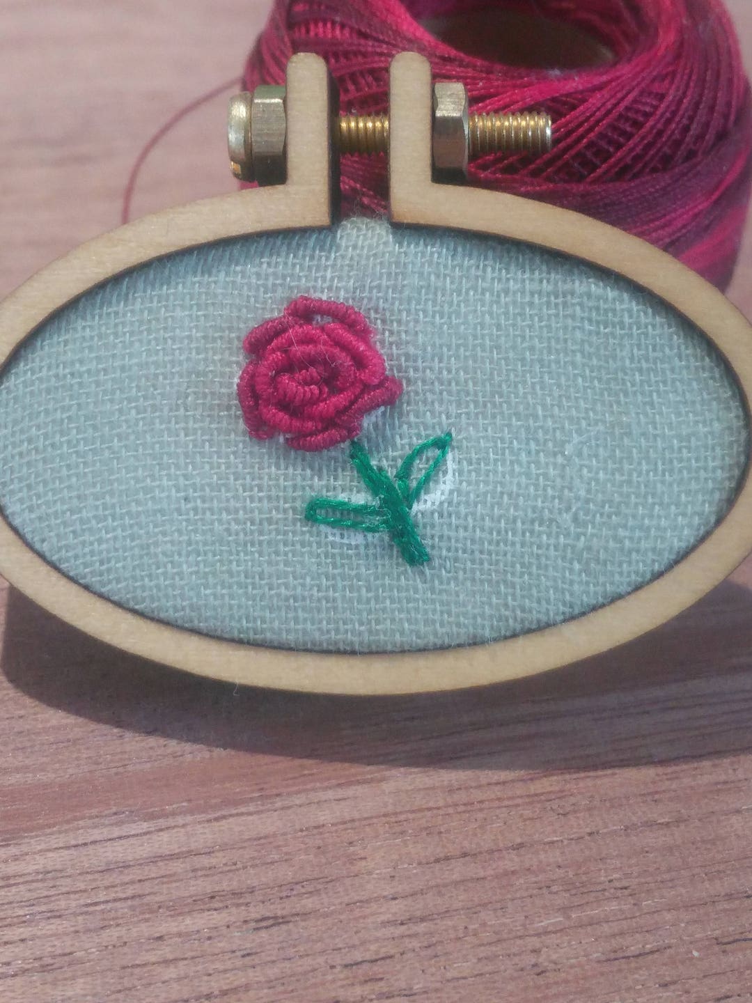 Hand Embroidered Flower Brooch in a Mini Embroidery Hoop With Bullion ...