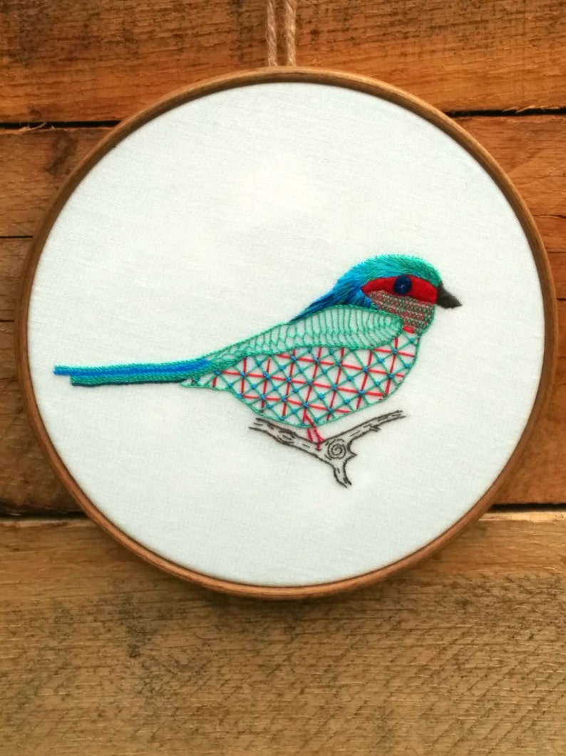 Bright Hand Embroidered Bird - Etsy