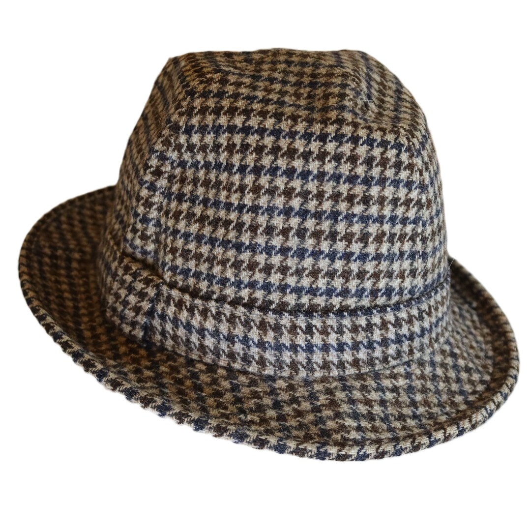 Vintage Brown Dogtooth Tweed Trilby Small 52cm-55cm - Etsy