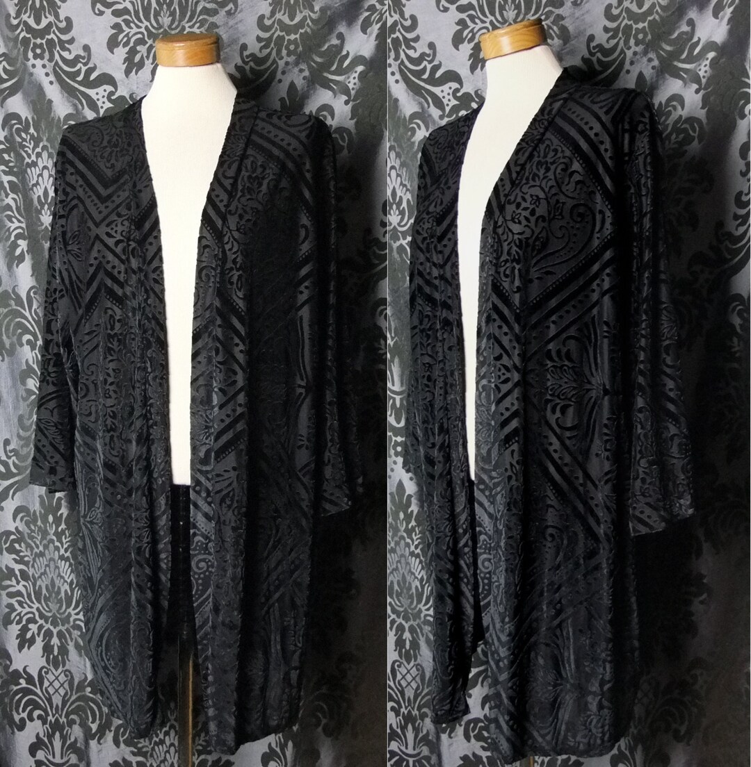 Gothic Black Devore Velvet SUCCUBUS Duster Kimono Jacket 12 14 - Etsy