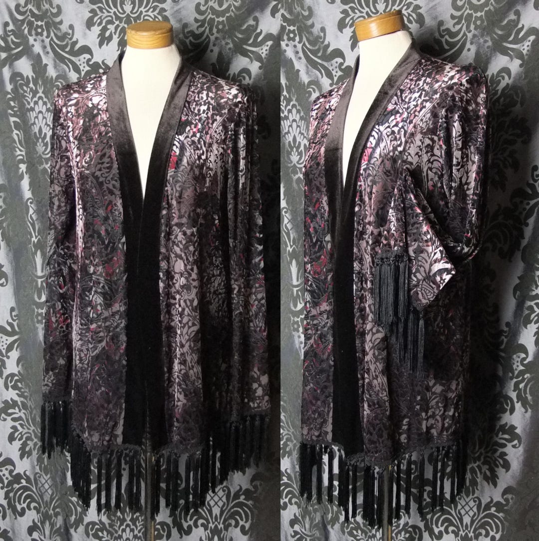 Gothic Dark Brown Purple Velvet DEVOTED DIVA Shrug Kimono Jacket 8 10 ...