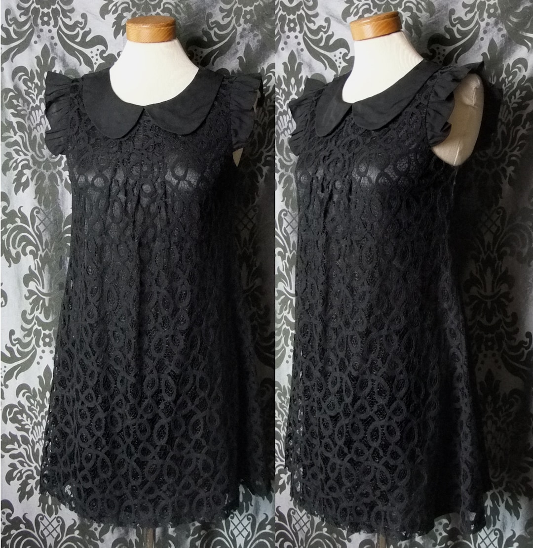 Gothic Black Lace Peter Pan Collar RUTHLESS Tunic Dress 6 8 - Etsy