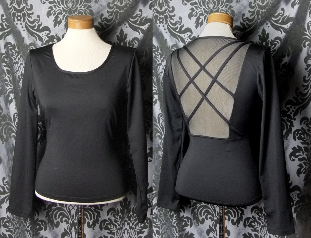 Gothic Black Sheer Back AUDACIOUS Cross Strap Top 8 10 Alt Punk 90s ...