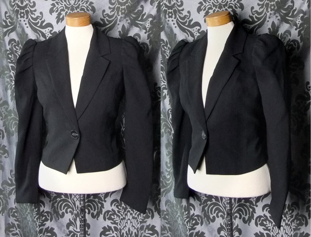 Gothic Black Cropped PERNICIOUS Puff Shoulder Jacket 8 10 Victorian ...