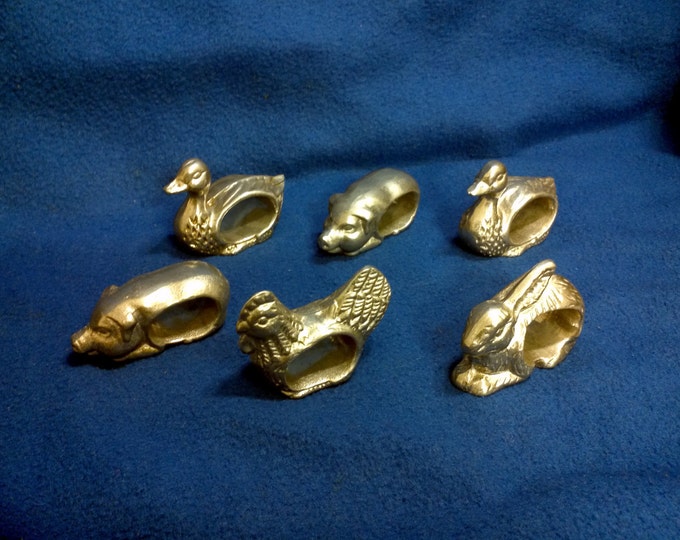 A Set of 6 Pewter Farm Animal Napkin Rings - Etsy