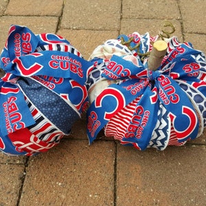 Chicago Cubs Fabric Pumpkin, MLB Sports Fan Decor - Etsy