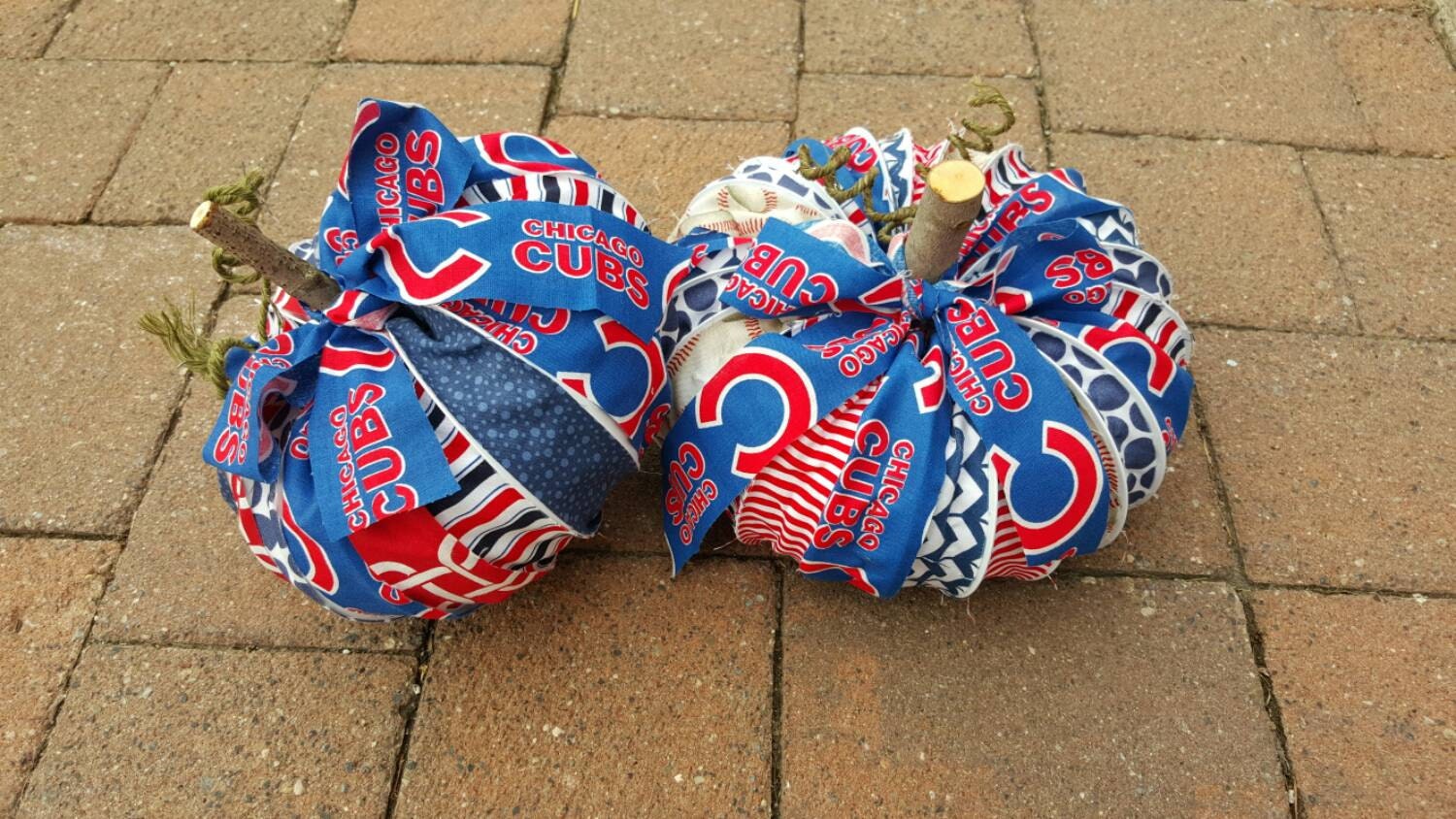 Chicago Cubs Fabric Pumpkin, MLB Sports Fan Decor - Etsy