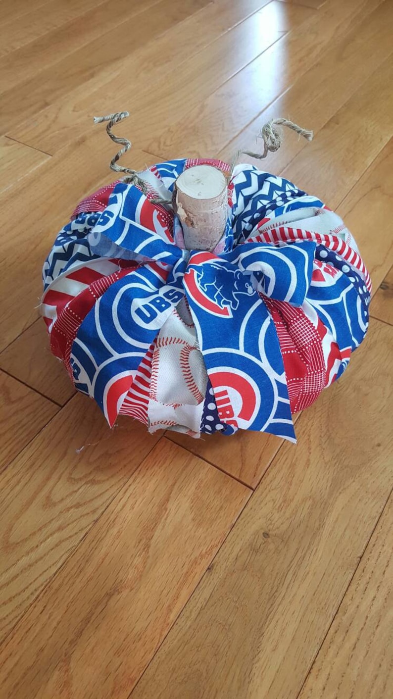 Chicago Cubs Fabric Pumpkin, MLB Sports Fan Decor - Etsy