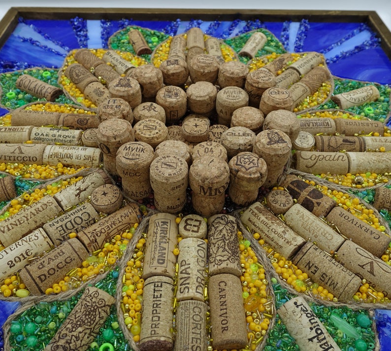 Cork and Glass Mosaics - "sunflower" - Etsy