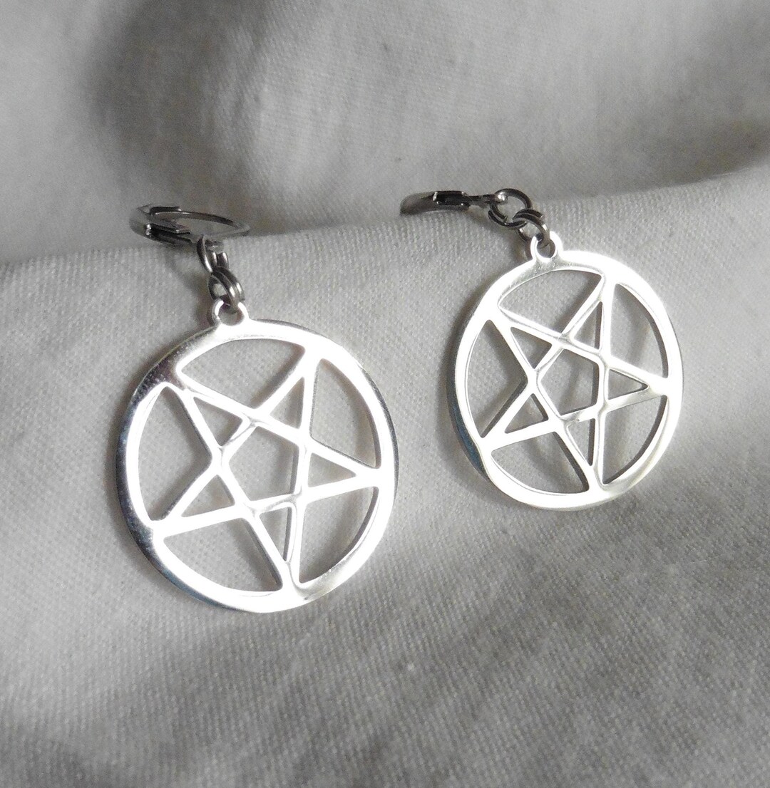 Inverted Pentacle Earrings, Lucifer, Baphomet, Gothic Earrings, Satanic ...
