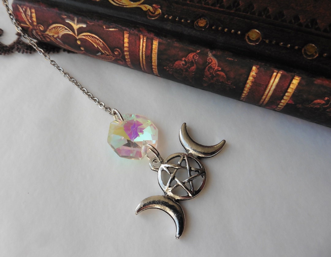 Small Triple Moon Pentacle Bookmark, Goddess, Lunar, Gothic, Book, Gift ...