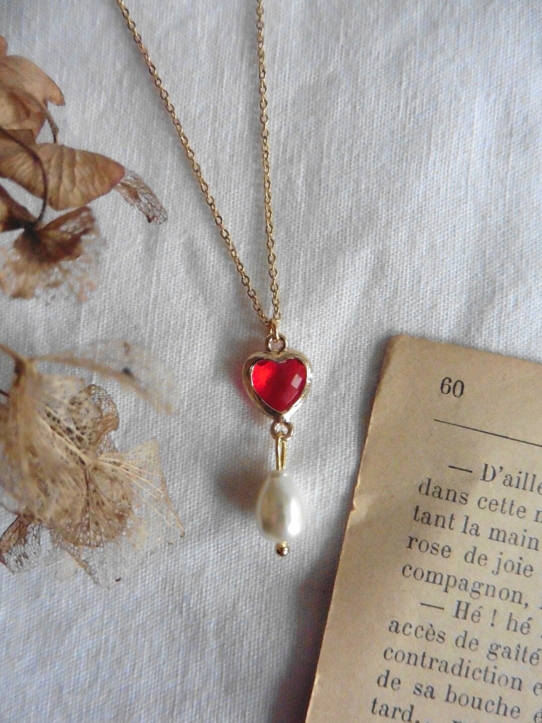 Renaissance Red Eaten Heart Necklace, Medieval Necklace, Heart Choker ...