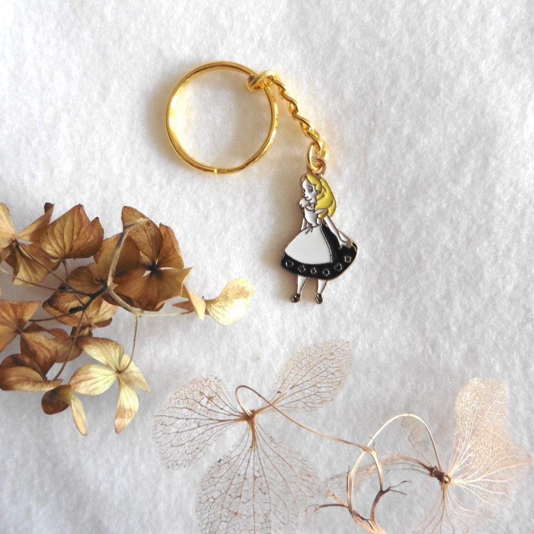 Alice Golden Enamel Keychain, Alice Keyring, Alice Keychain, Alice Key ...