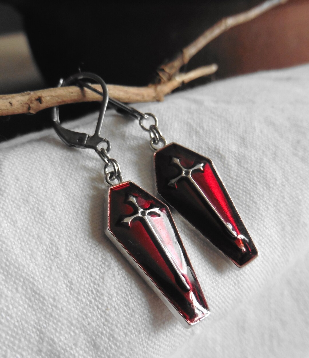 Vlad Tepes Red and Black Coffin Earrings Vampire Gothic - Etsy