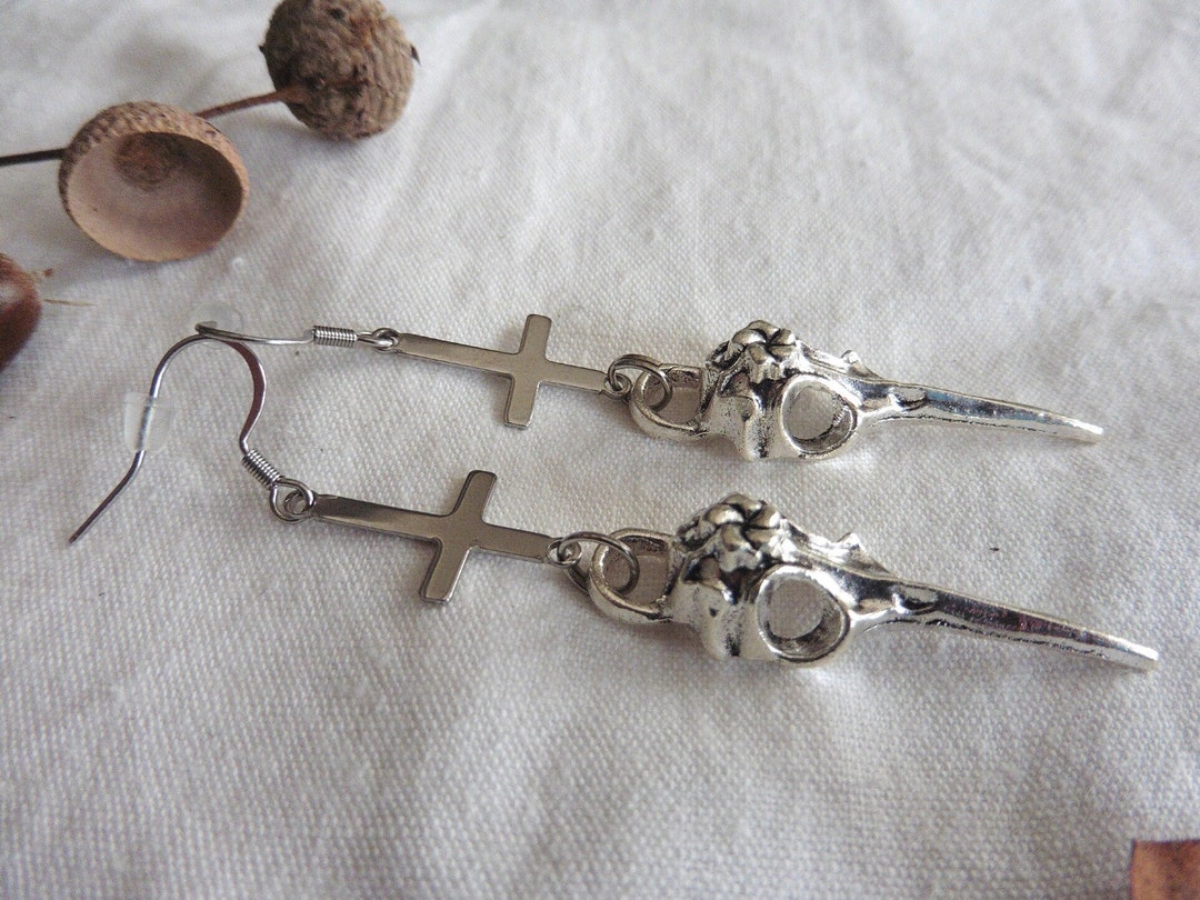 Golden Antichrist Satanic Earrings, Inverted Cross, Dark Academia ...