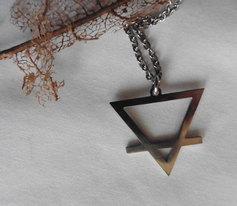 Occult Symbol Earth Element Inverted Triangle Necklace - Etsy Ireland