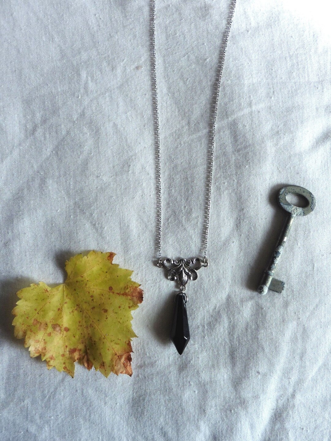 Deirdre Gothic Pendulum Black Teardrop Necklace, Witch, Celtic Goddess ...