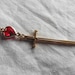 Red Heart & Gold Sword Necklace, Dagger, Knight, Dark Academia, Gothic ...