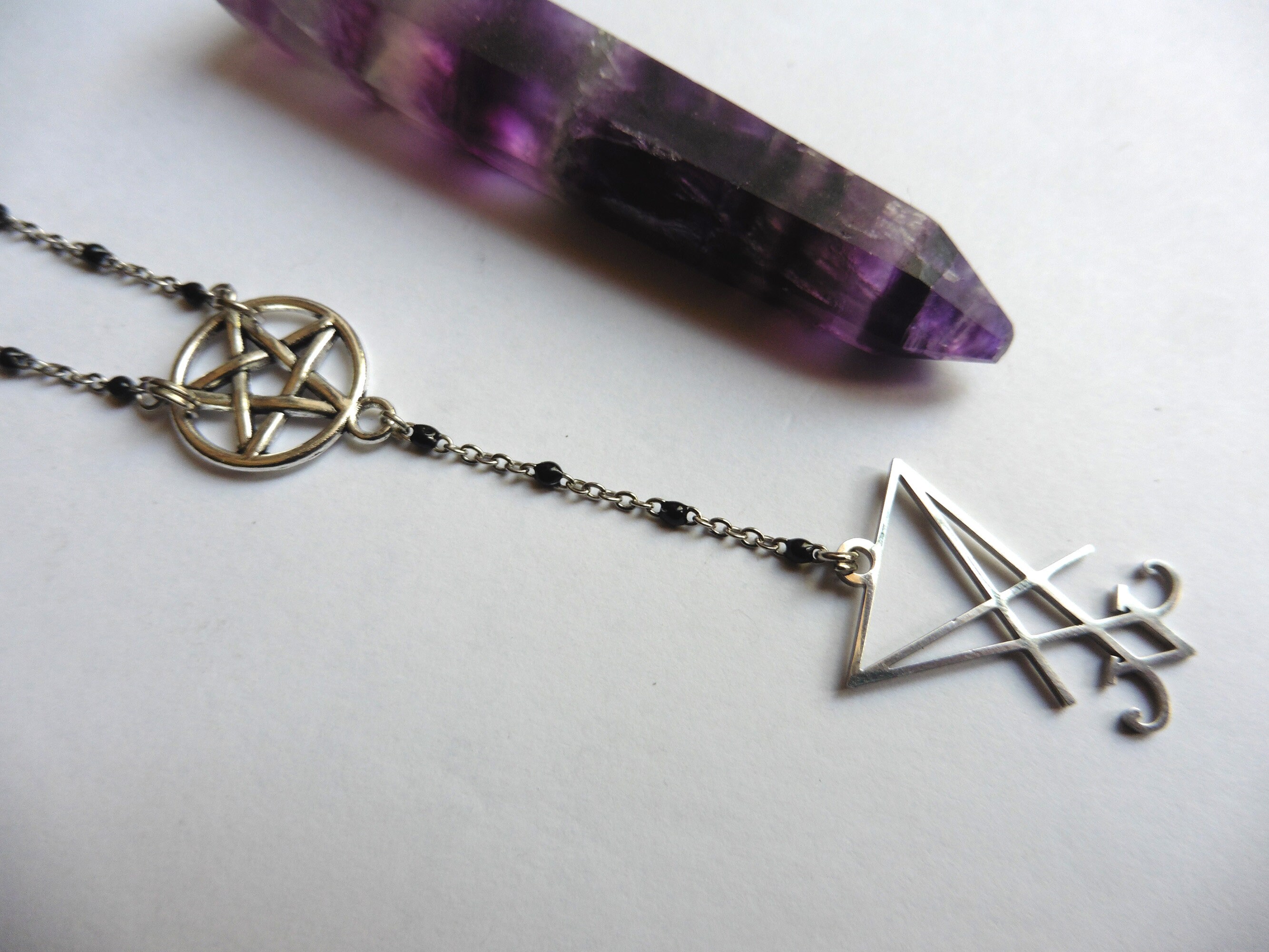 Hail Satan Rosary Choker Y Necklace Sigil Seal Lucifer - Etsy UK