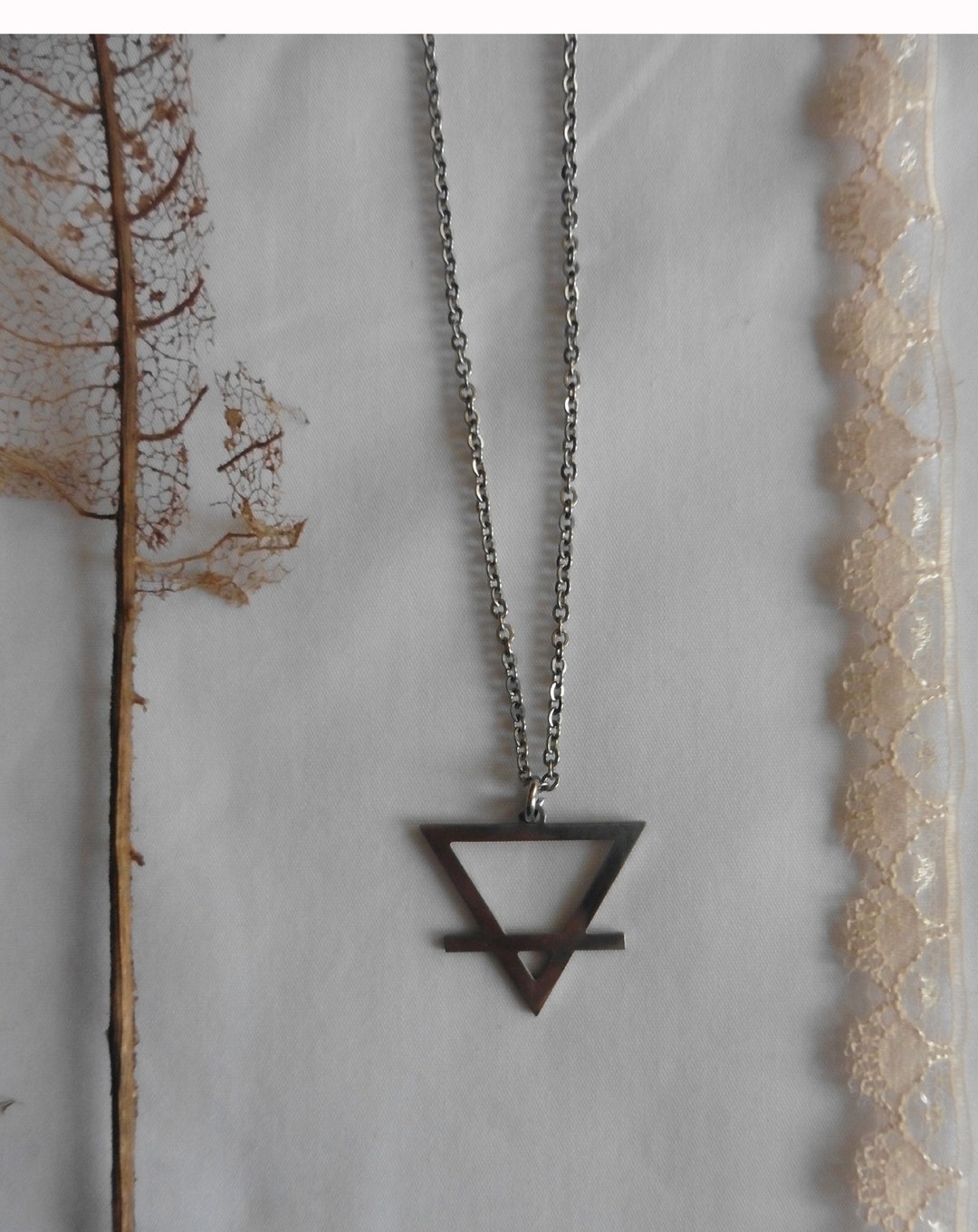 Occult Symbol Earth Element Inverted Triangle Necklace, Esoteric ...