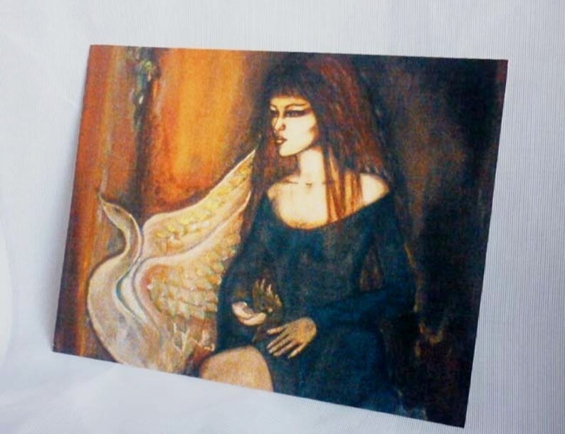 Leda & the Swan Mythology Wall Art Card Art Print Elven Art - Etsy